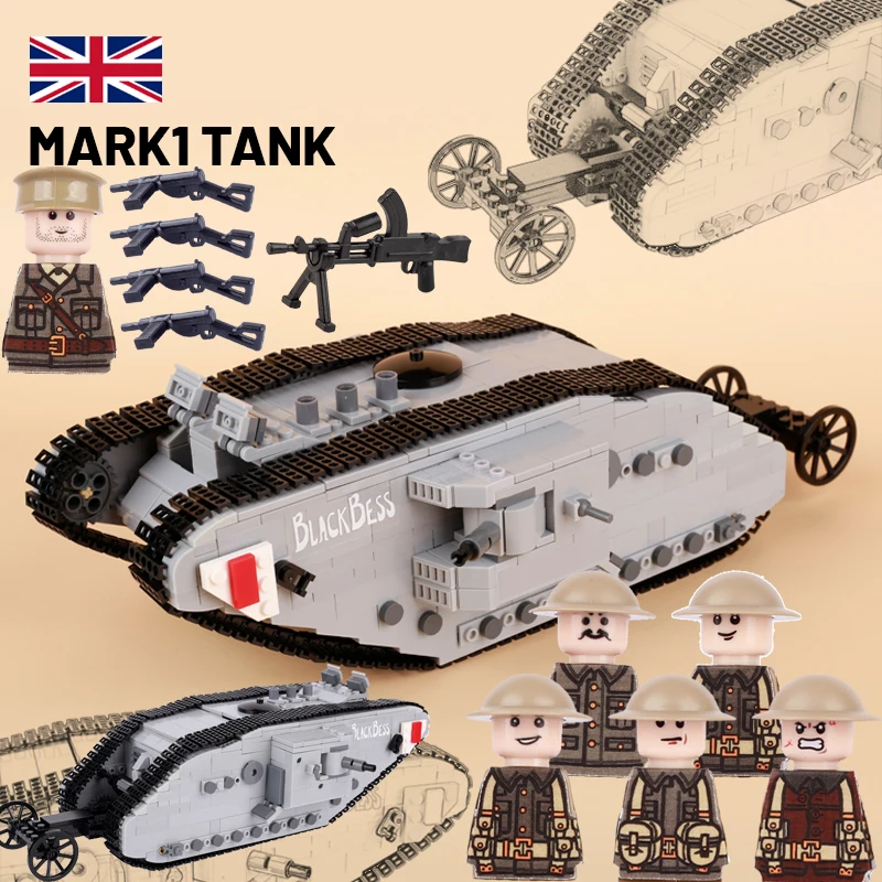 WW1-Military-British-Vehicle-MARK-1-Tank-Building-Blocks-Soldier ...