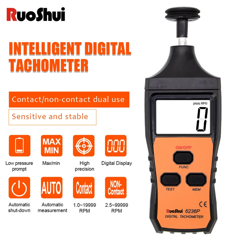 RuoShui-Digital-Tachometer-Laser-Non-Contact-Tacometro-Smart-Sensor ...