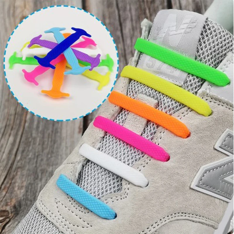Silicone-Elastic-Shoelaces-Special-No-Tie-Shoelace-Lacing-Kid-Adult ...