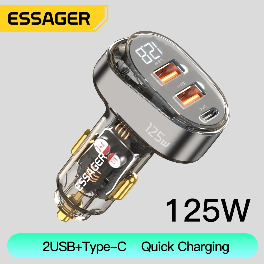 Essager 125W Digital Display Fast Car Charger For iPhone iPad MacBook ...