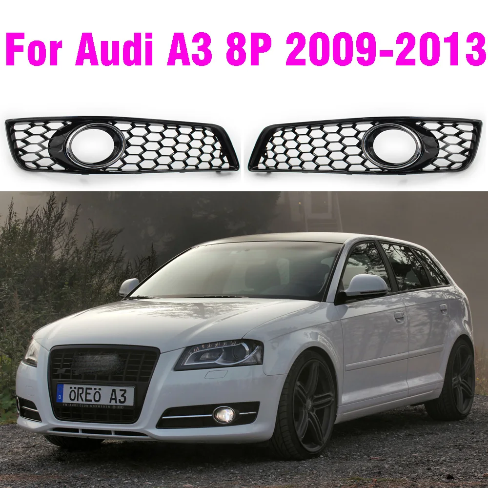 Chrome Black Car Front Fog Light Grill Cover Trim Honeycomb Grill For ...