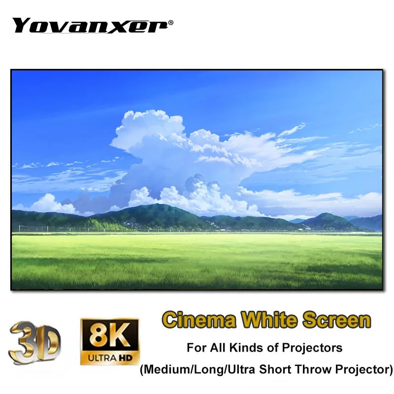 Popular-Classic-Cinema-White-Projector-Screen-HD-4K-Frameless ...