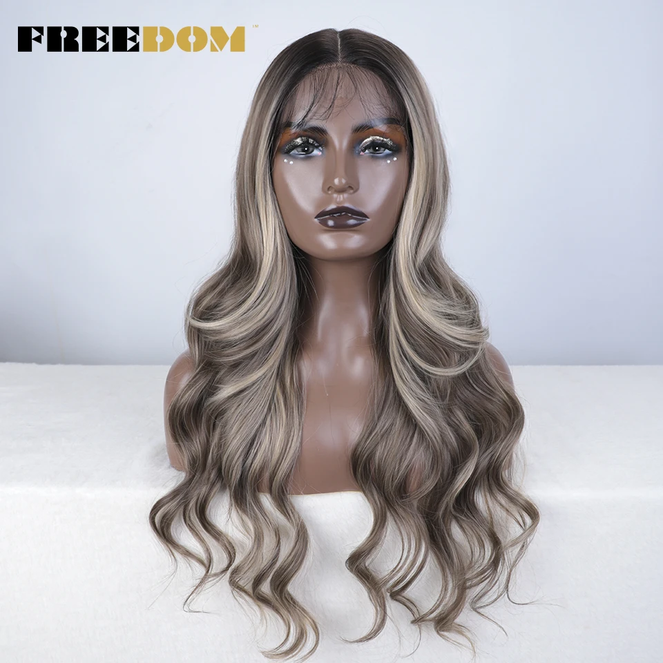 FREEDOM-Body-Wave-Synthetic-Lace-Front-Wigs-For-Women-Ombre-Brown ...
