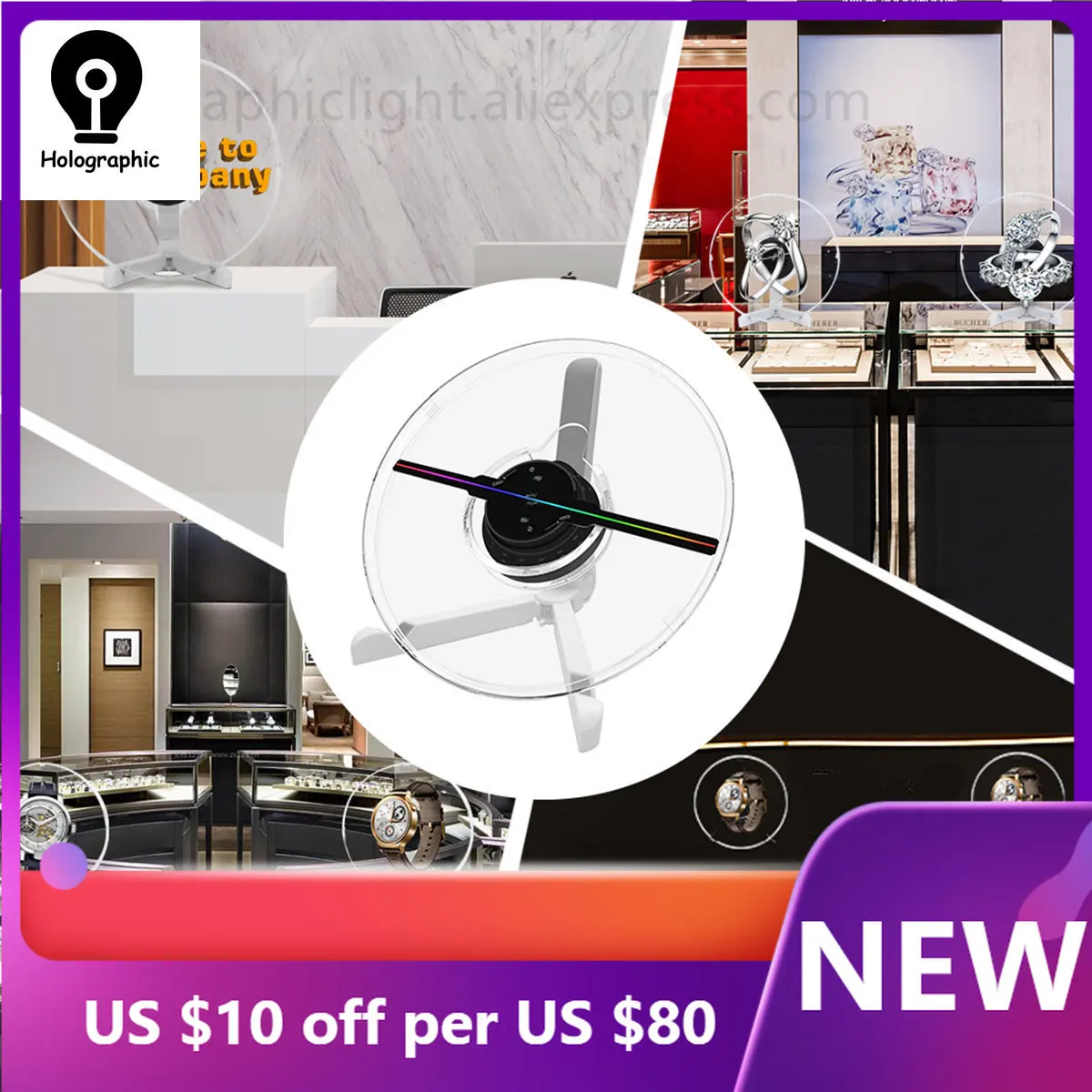 25/32cm Desktop 3D Fan Hologram Projector Logo Projector Commercial Advertising Display With ...