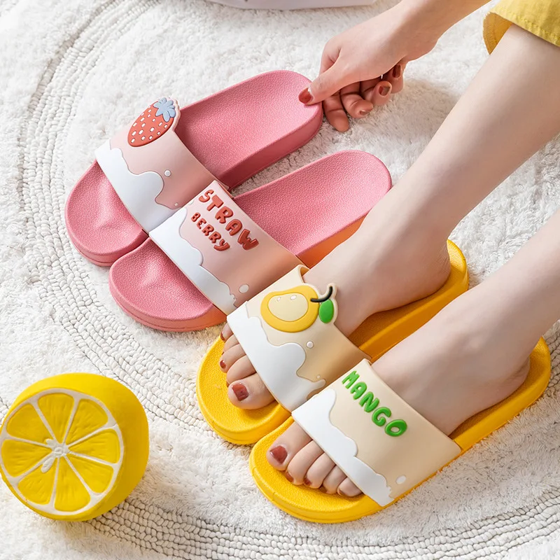 Unisex Home Slippers Summer Bath Non-slip Slipper Creative Fruit ...