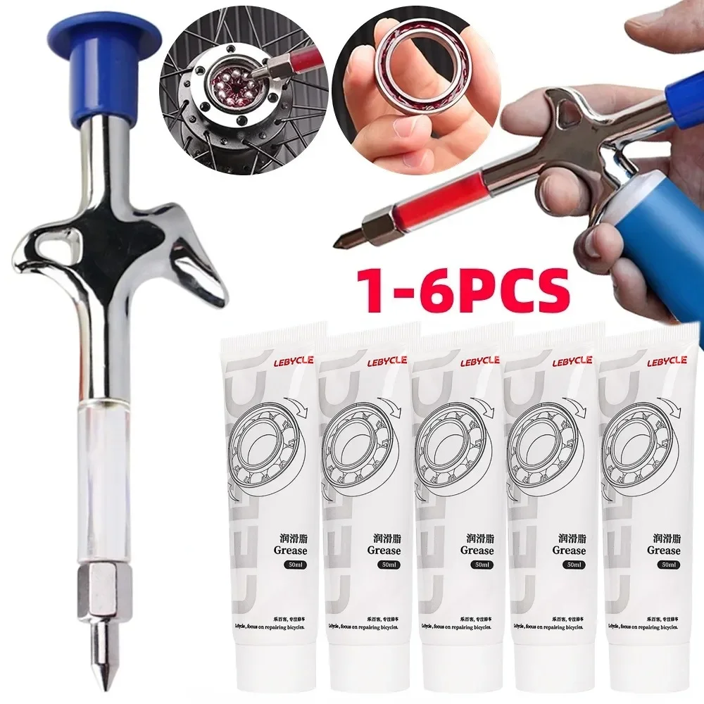1-6Pcs Bicycle Grease Gun MTB Bike Bearing Hub Grease Syringe Bike Oil ...