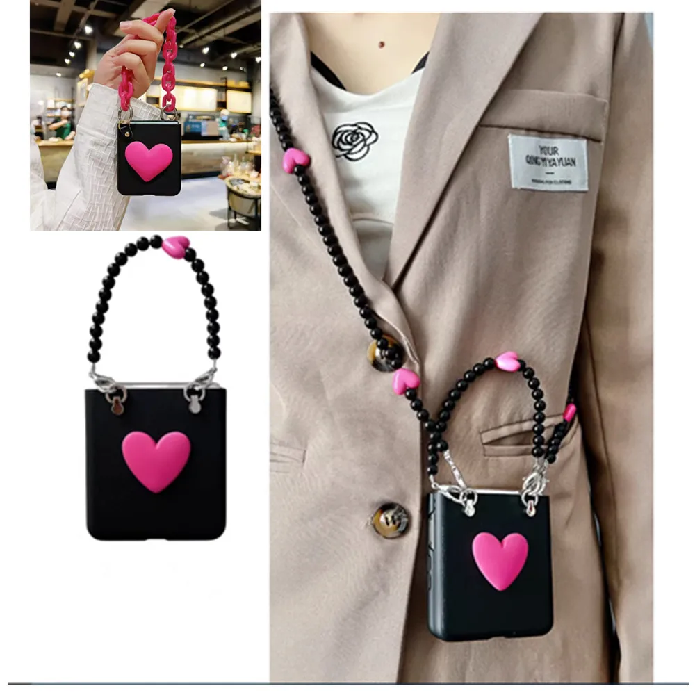 Korean-Cute-Heart-Beaded-Crossbody-Chain-PC-Phone-Case-For-Motorola ...