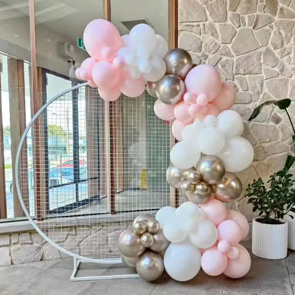 Light Pink Balloon Arch Kit Baby Shower White Silver Balloon Garland ...