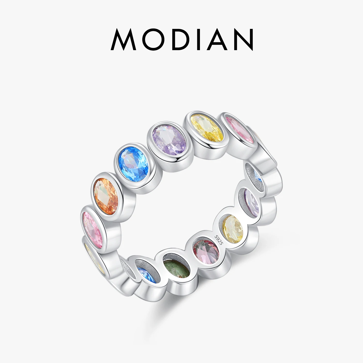 MODIAN-925-Sterling-Silver-Rainbow-Color-Cubic-Zirconia-Rings-Luxury ...