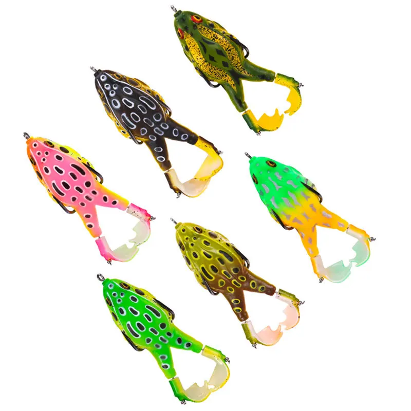 Cebos de goma suave de rana de doble hélice, señuelo de pesca Wobbler ...