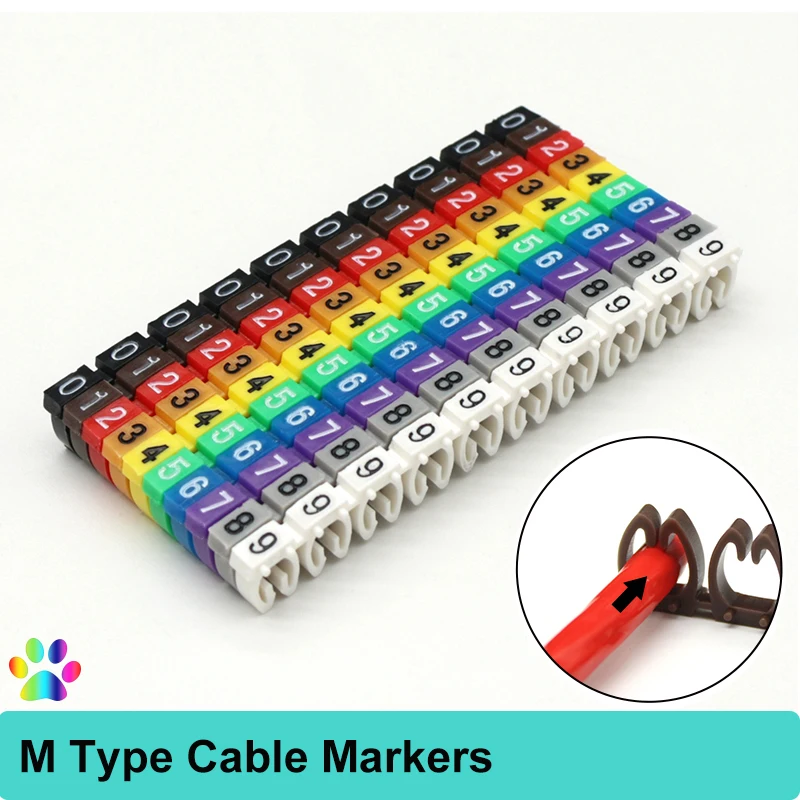 100-150pcs-Cable-Markers-Colourful-M-Type-Wire-Numbering-Marker-Tube ...