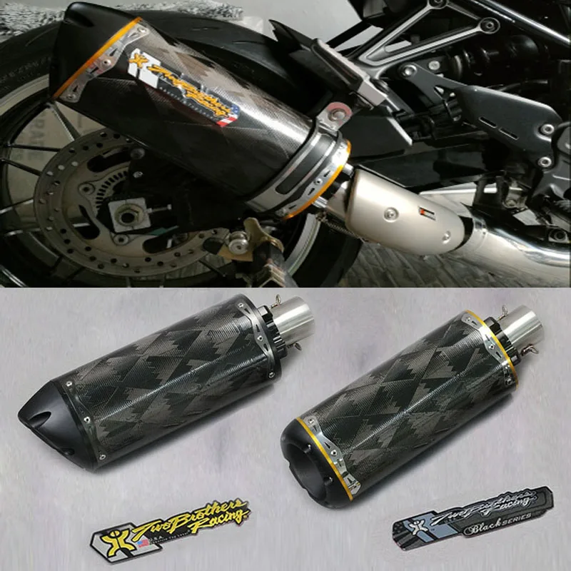 Universal Motorcycle Exhaust Pipe Carbon Fiber USA Two Brothers Muffler ...