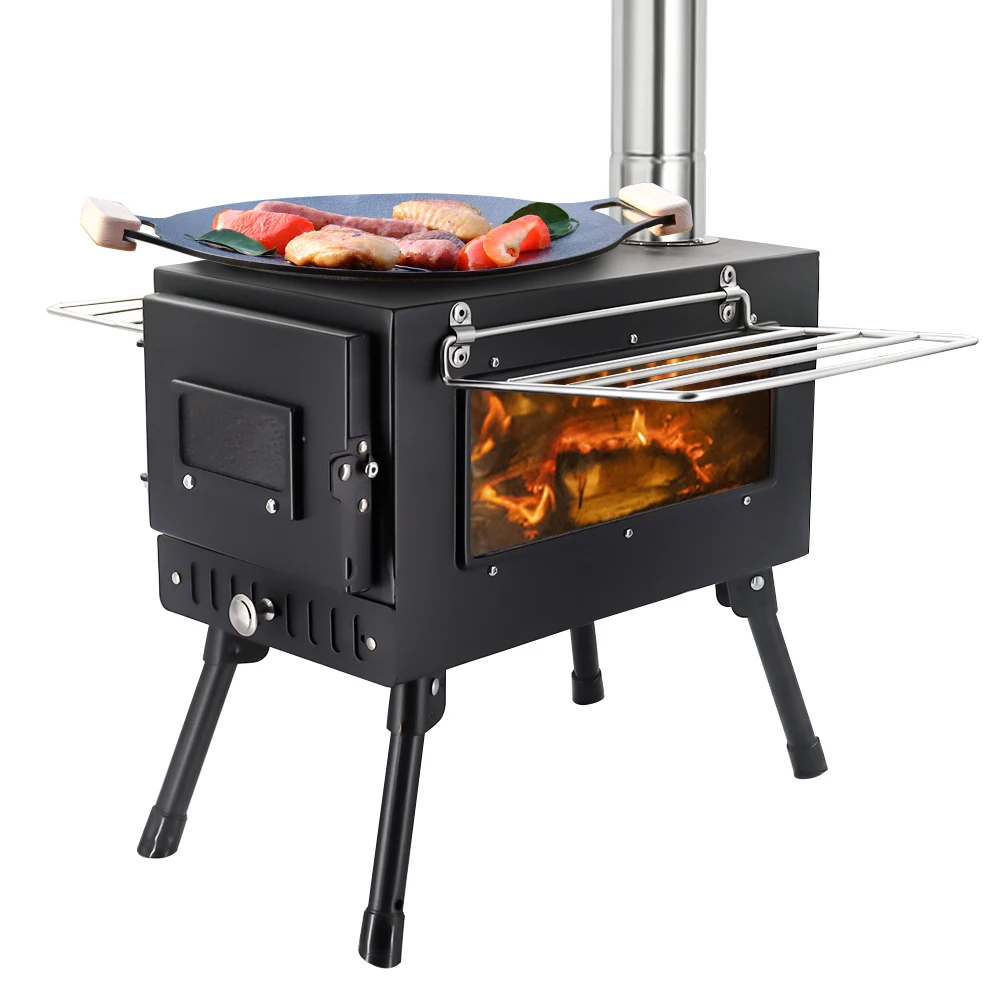 Outdoor-Firewood-Stove-with-Split-Chimney-Stainless-Steel-Bonfire-Stove ...