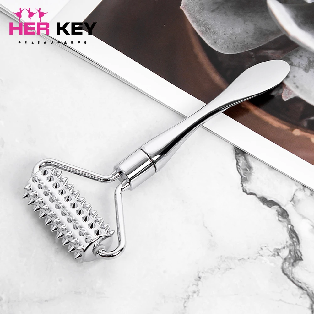 Stainless steel pointed roller spatula massage ball stone face roller ...