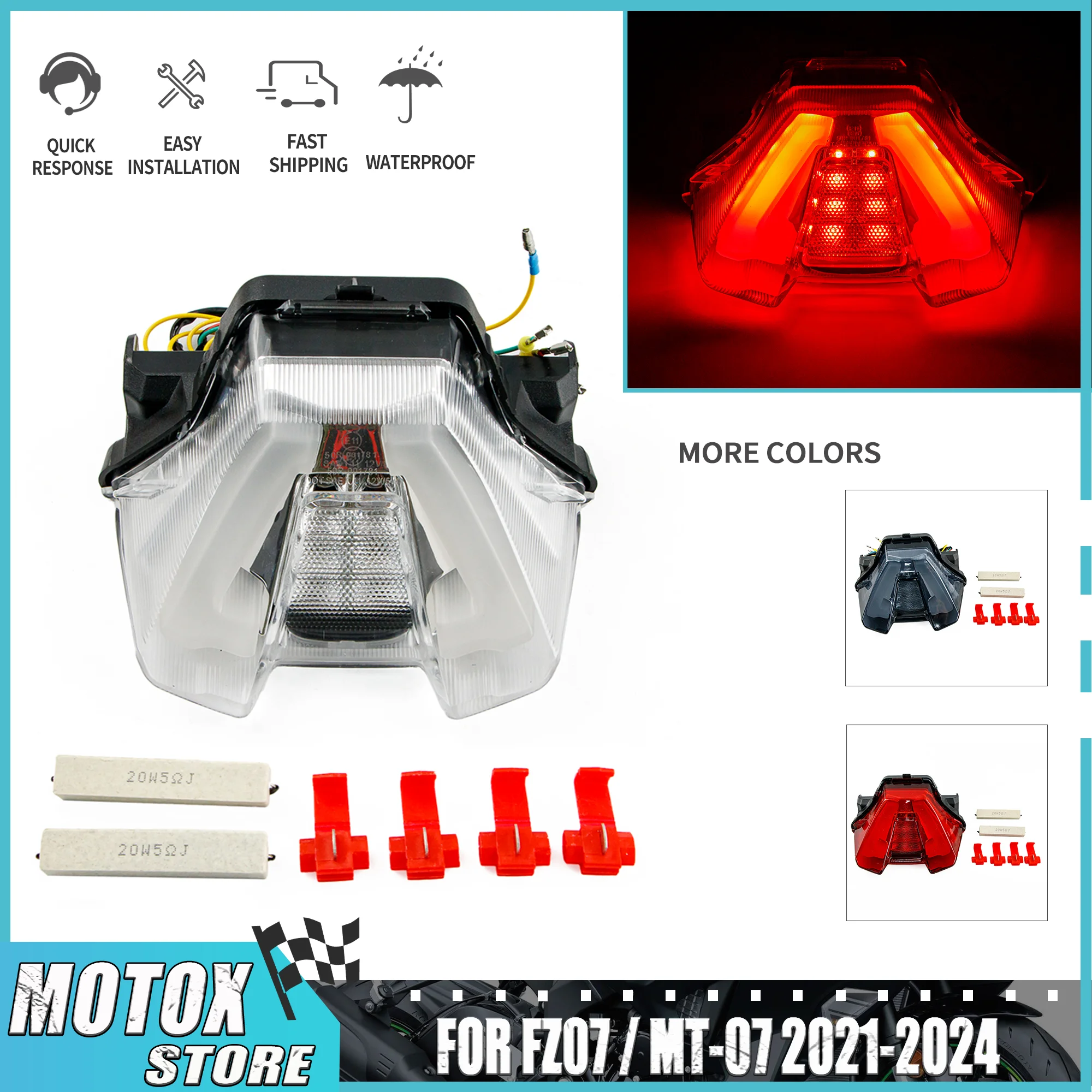 Motorcycle Tail light Fit for YAMAHA MT07 FZ07 MT-07 2021 - 2024 22 LED ...