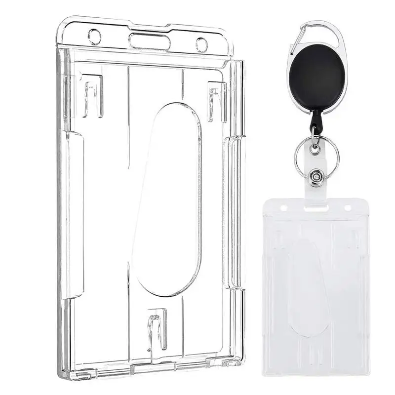 Transparent-Badge-Case-Heavy-Duty-Dual-Sided-Badge-Holder-Holds-2-Cards ...