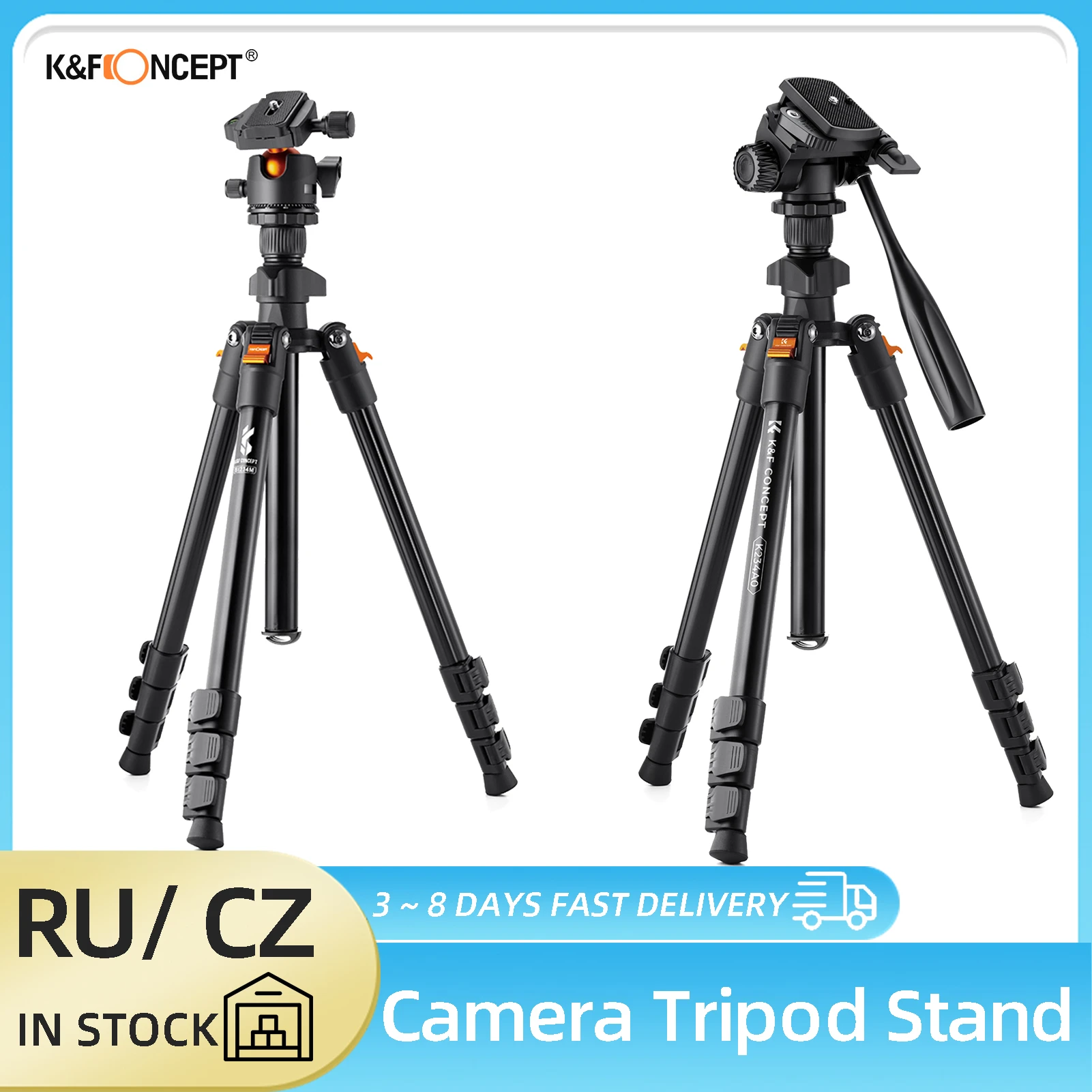 K&F CONCEPT 160cm Portable Camera Tripod Stand 8kg Load Capacity Low ...