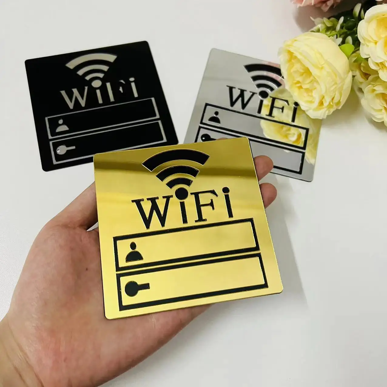 Acrylic-WiFi-Sign-Mirror-Sticker-for-Public-Places-Shops-Handwriting ...