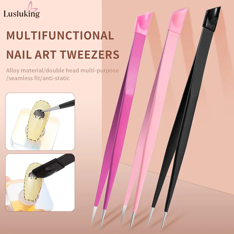Double-Headed-Tweezers-Multi-Use-Tweezers-Silicone-Pressing-Head-Nail ...