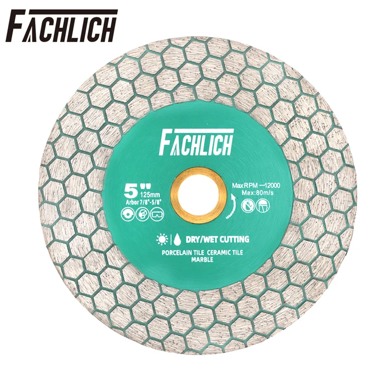FACHLICH 다이아몬드 커팅 디스크 그라인딩 플레이트, 5 인치/Dia125mm, 양면 세라믹 타일, 도자기 보어보드, 22 ...
