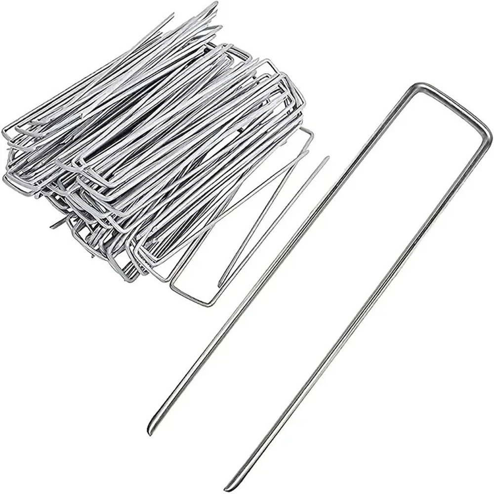 50/100Pcs Metal U-Shaped Garden Stakes Galvanized Anti-rust Garden ...