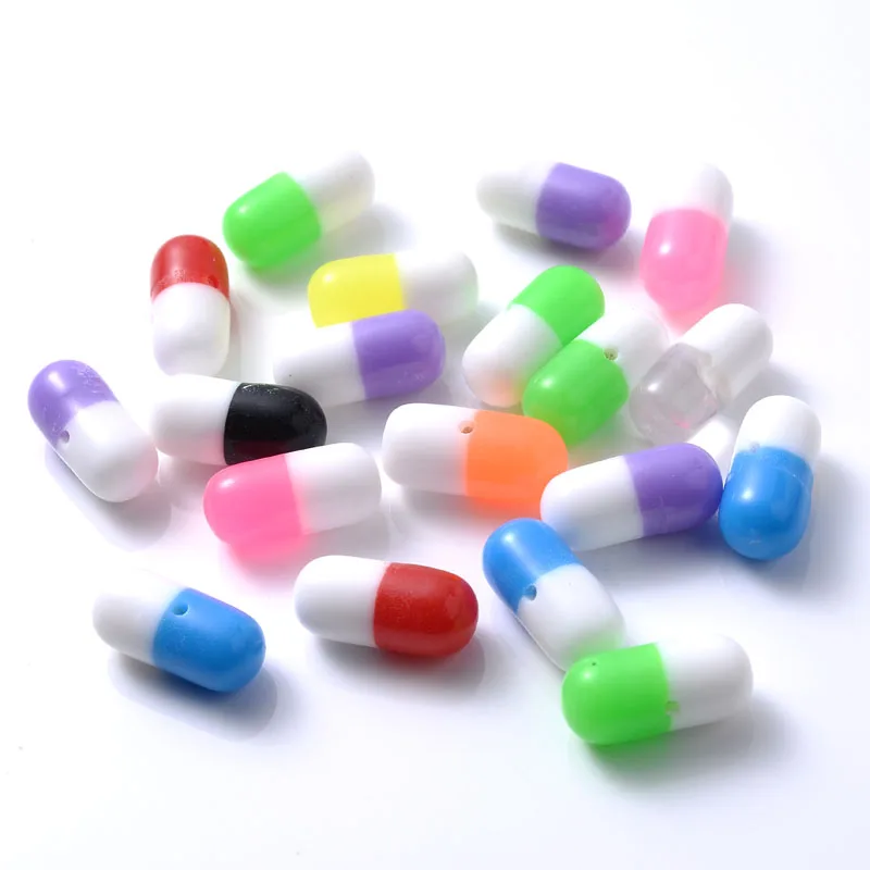 100Pcs/Pack 5x12mm CCB Colored Pills Resin Loose Spacer Bead Plastic ...