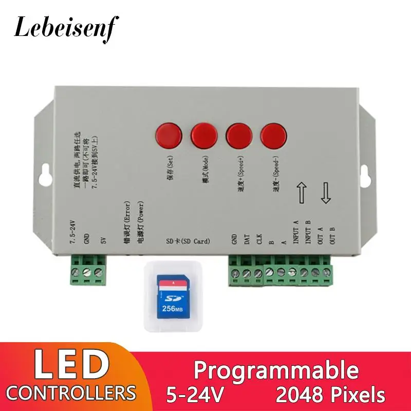 T-1000S-LED-RGB-Full-Color-Programmable-2048-Pixel-Controller-with-SD ...
