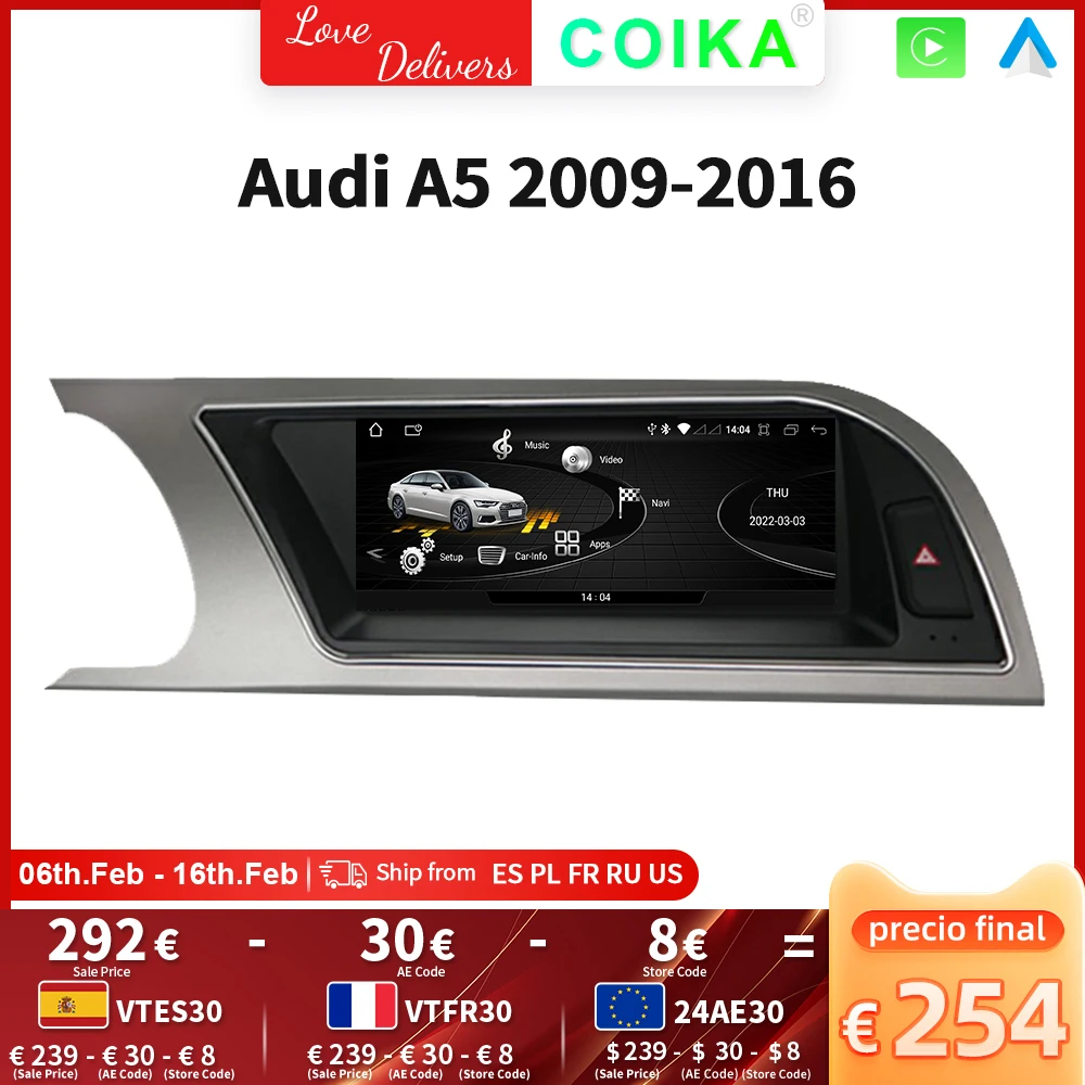 8-Core-Android-System-Car-Display-Screen-For-Audi-A5-09-16-WIFI-4G-SIM ...