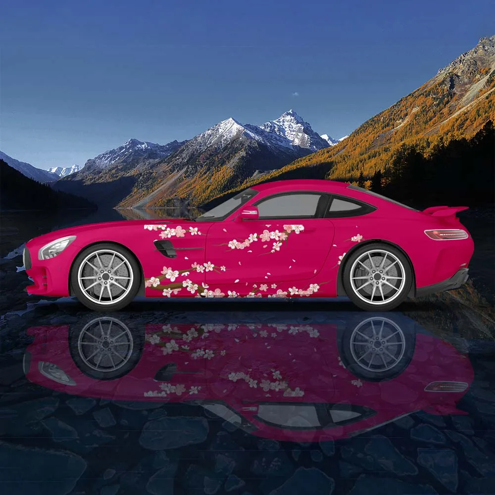 Plum Bossom Car Wrap Side, Abstract Stickers, Manga Theme Side Car Wrap ...