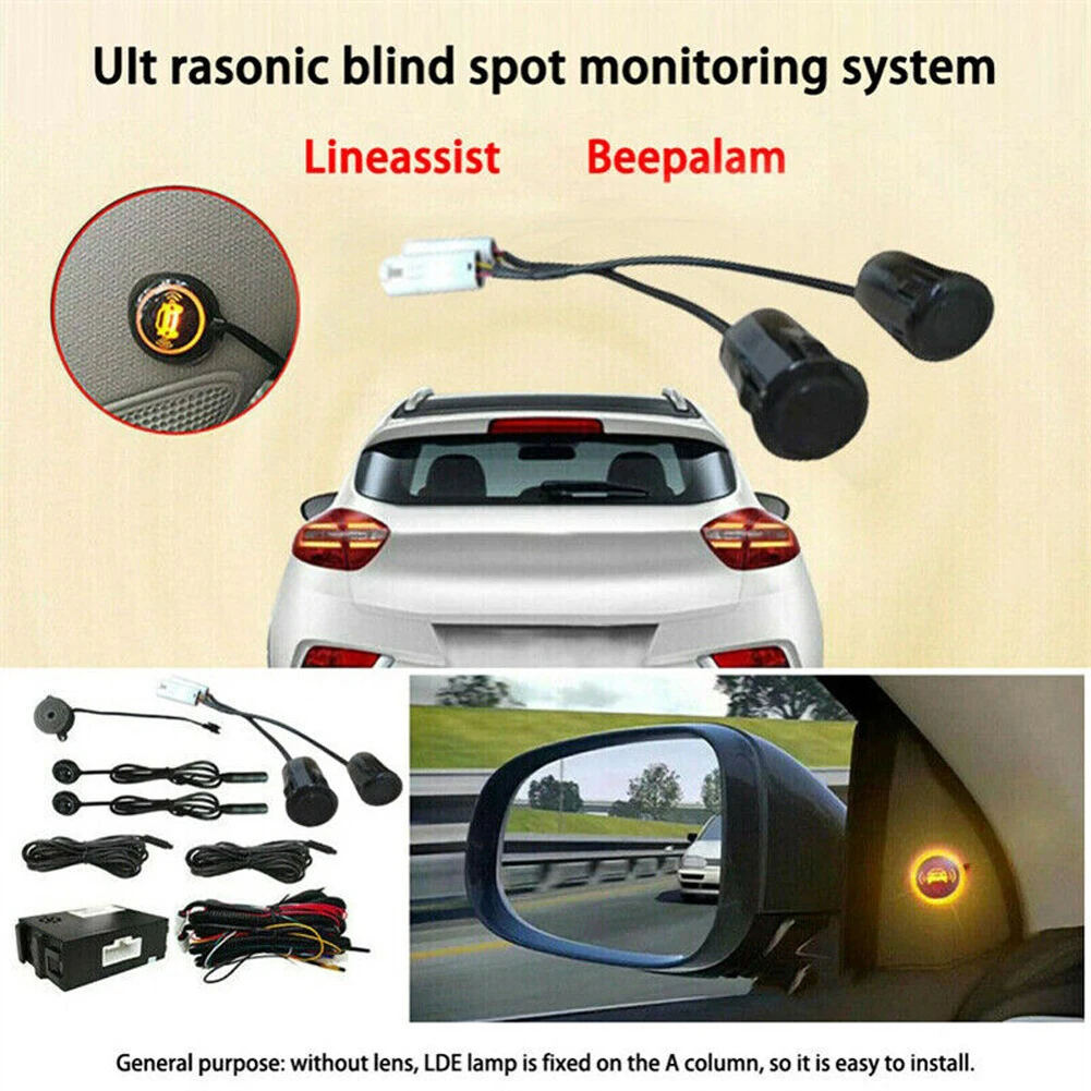 Car Blind Spot Detection System BSD Universal Ultrasonic Sensor Radar Monitoring System Change ...