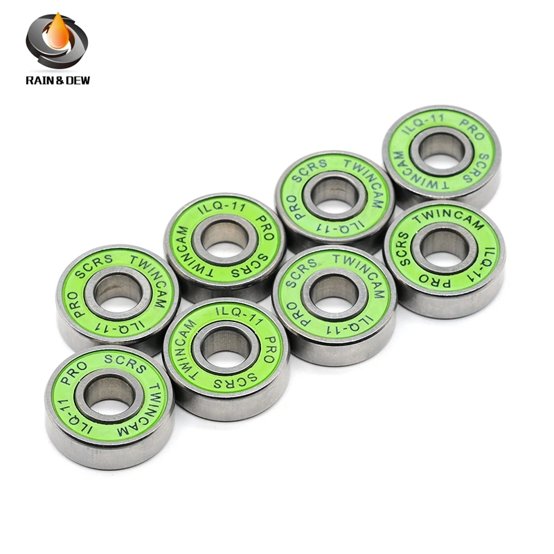8Pcs Green Longboard Speed Inline Skate Wheel Bearing PRO SCRS Long ...