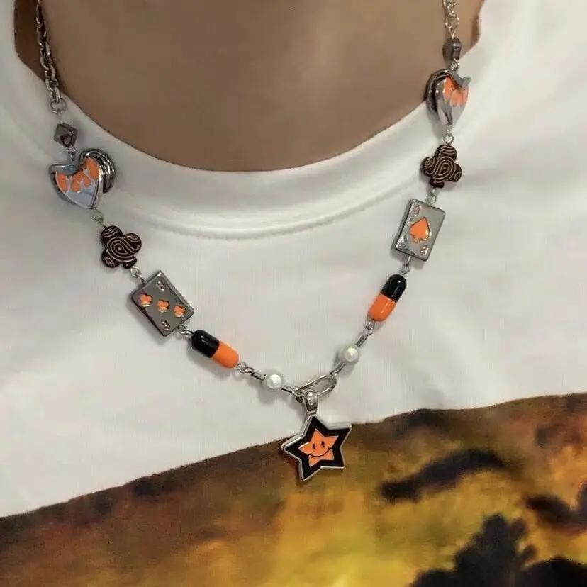 Colgante de estilo Hip Hop Punk para hombre, gargantilla de perlas ...