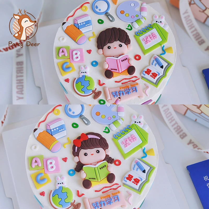 Study Theme Cake: The Perfect 9-Piece Polymer Clay Set for Book-Loving ...