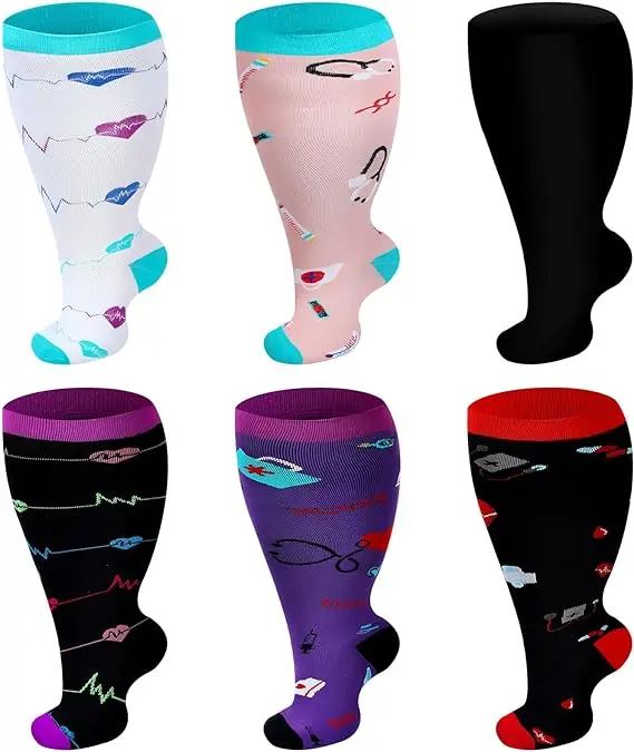 Plus Size 2XL-7XL 20-30 mmHg Compression Socks for Women Men Wide Calf ...