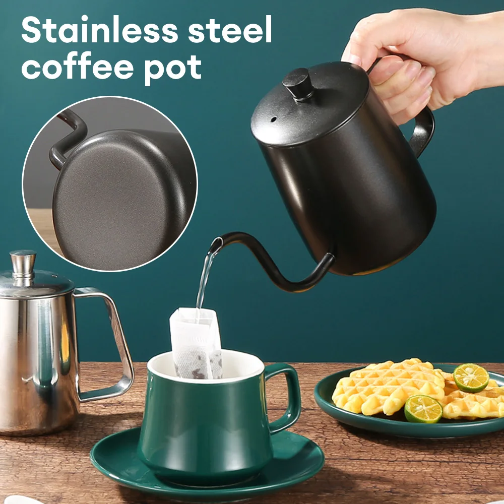 600ml-Drip-Kettle-Coffee-Tea-Pot-Stainless-Steel-Gooseneck-Thin-Mouth ...
