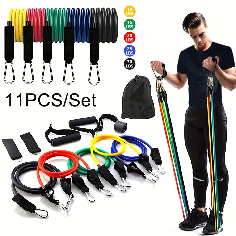 11pcs-Set-Pull-Rope-Resistance-Bands-Portable-Fitness-Equipment-Ankle ...