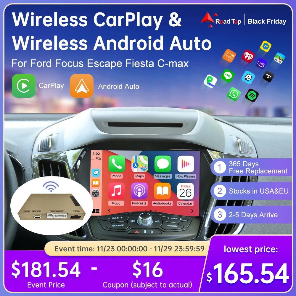 Wireless-CarPlay-for-Ford-Focus-Escape-Fiesta-C-max-Android-Auto ...