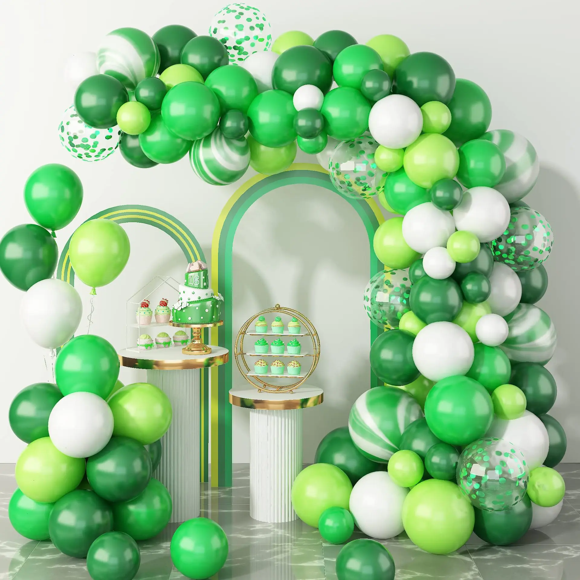 86Pcs-A-set-of-wedding-season-green-balloon-chain-combination-set ...