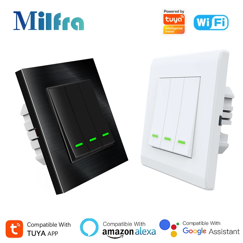 1-2-3-Gang-EU-Smart-Switch-Tuya-WiFi-Smart-LED-Light-Wall-Switches-Push ...
