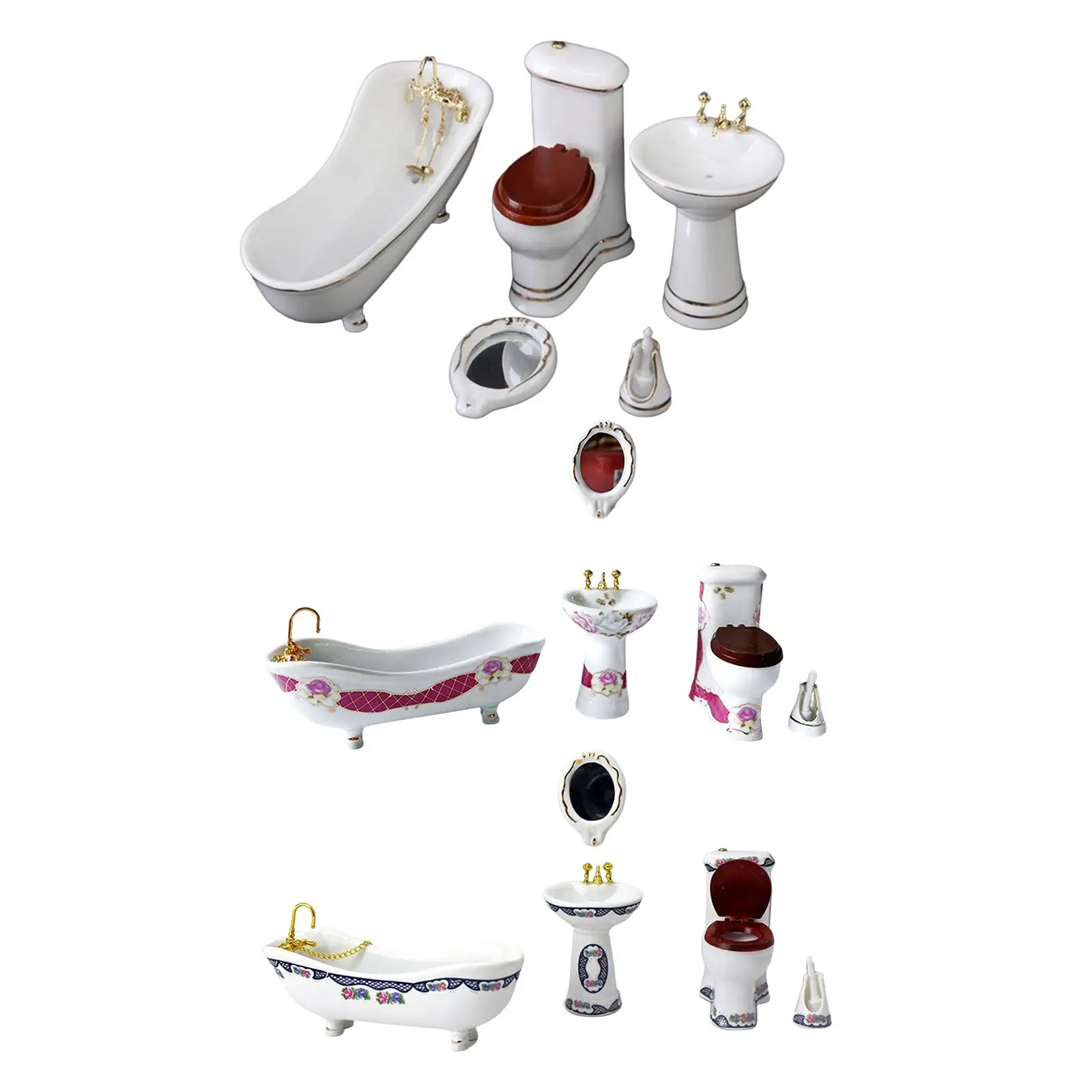 5 Pieces 1:12 Scale Dollhouse Bathroom Set Pretend Play Toy for ...