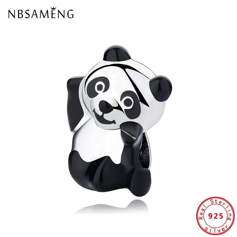 Original 100% 925 Sterling Silver Charms Beads Enamel Panda Charm Fit ...
