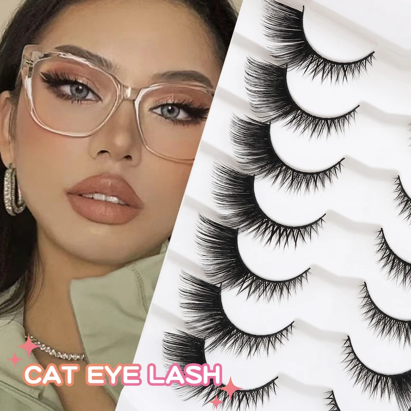 5-7-10Pairs-Cat-Eye-Lash-Makeup-women-Cat-Lashes-Wholesale-Natural-Faux ...