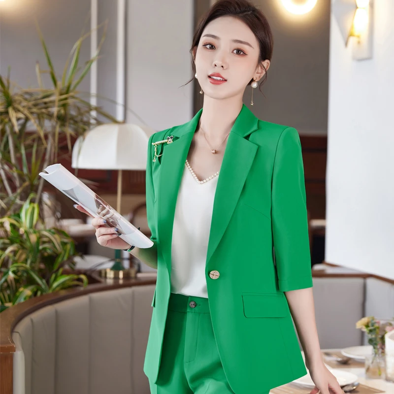 Oversize 5XL Spring Summer Formal Women Business Suits with Pants and ...