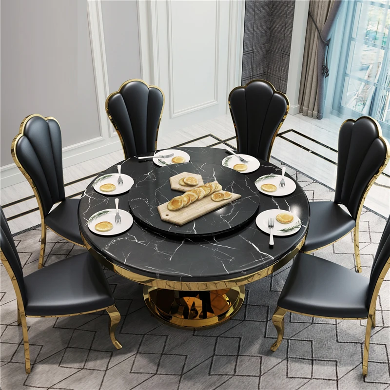 New-Top-Round-Dining-Table-Set-6-Chairs-Table-With-Turntable-For-Large ...