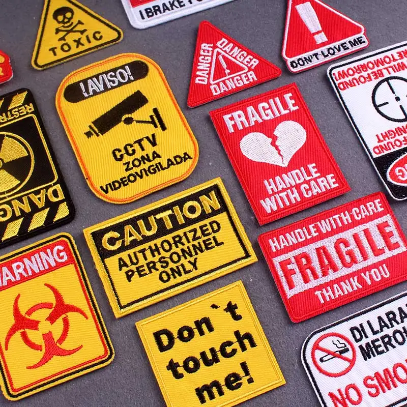Embroidery Patch Warning signs Patches For Clothing DIY Nuclear Stripes ...