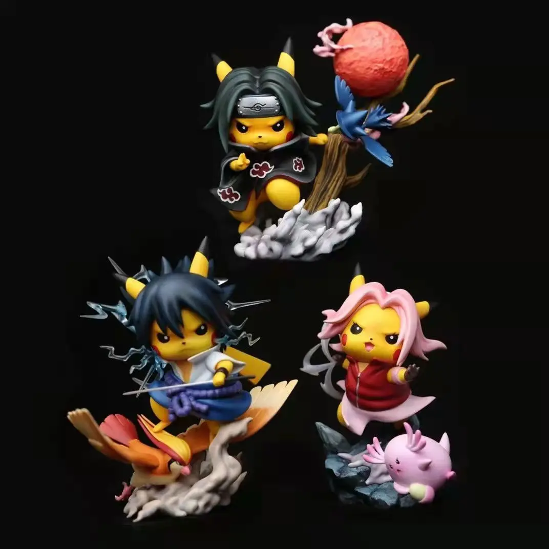 Pokemon-Pikachu-Naruto-Cos-Figure-Sasuke-Sakura-Handsome-Anime-PVC ...