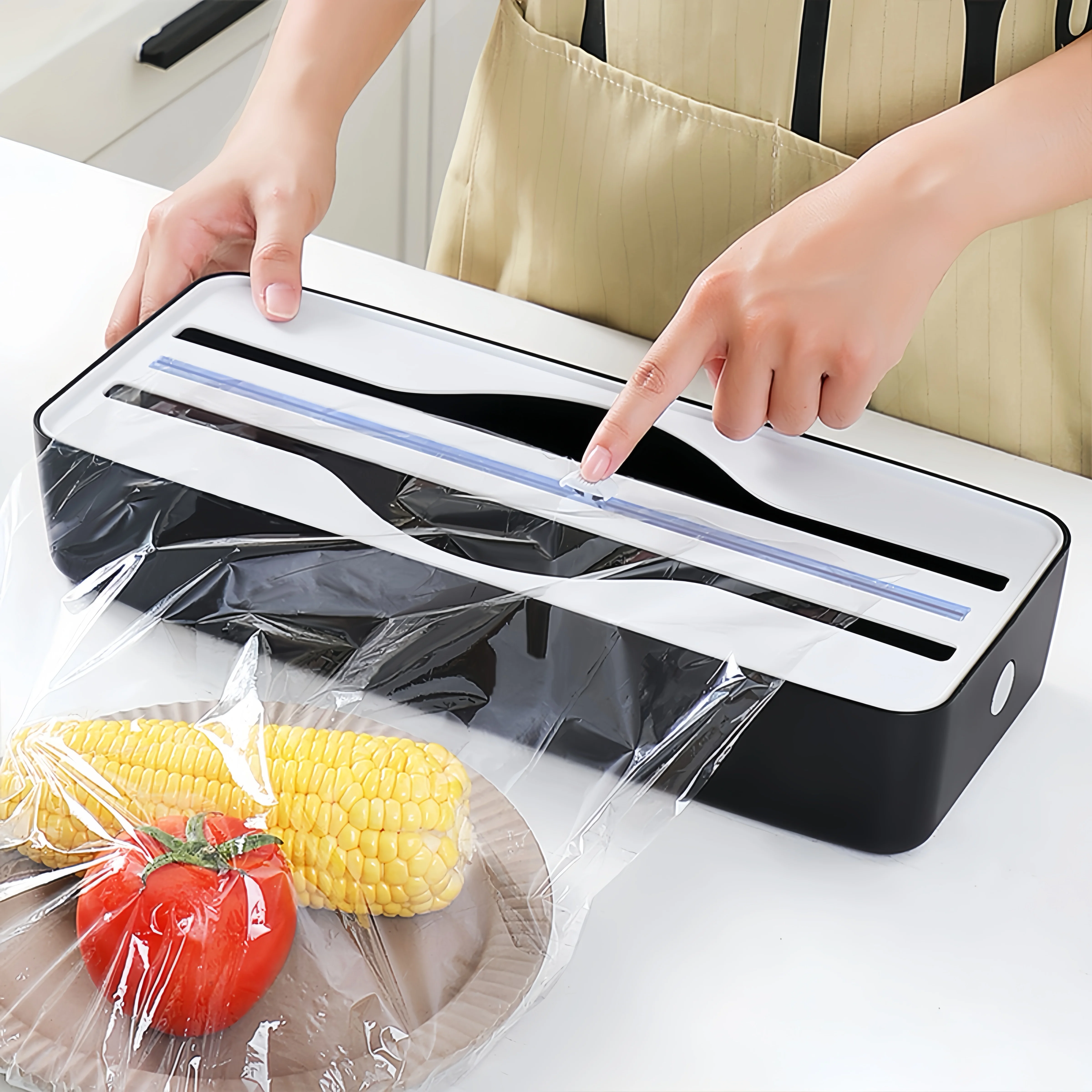 Cling Film Tin Foil Cutter, Kitchen Organizer, Bamboo Bag Cutting Box ...
