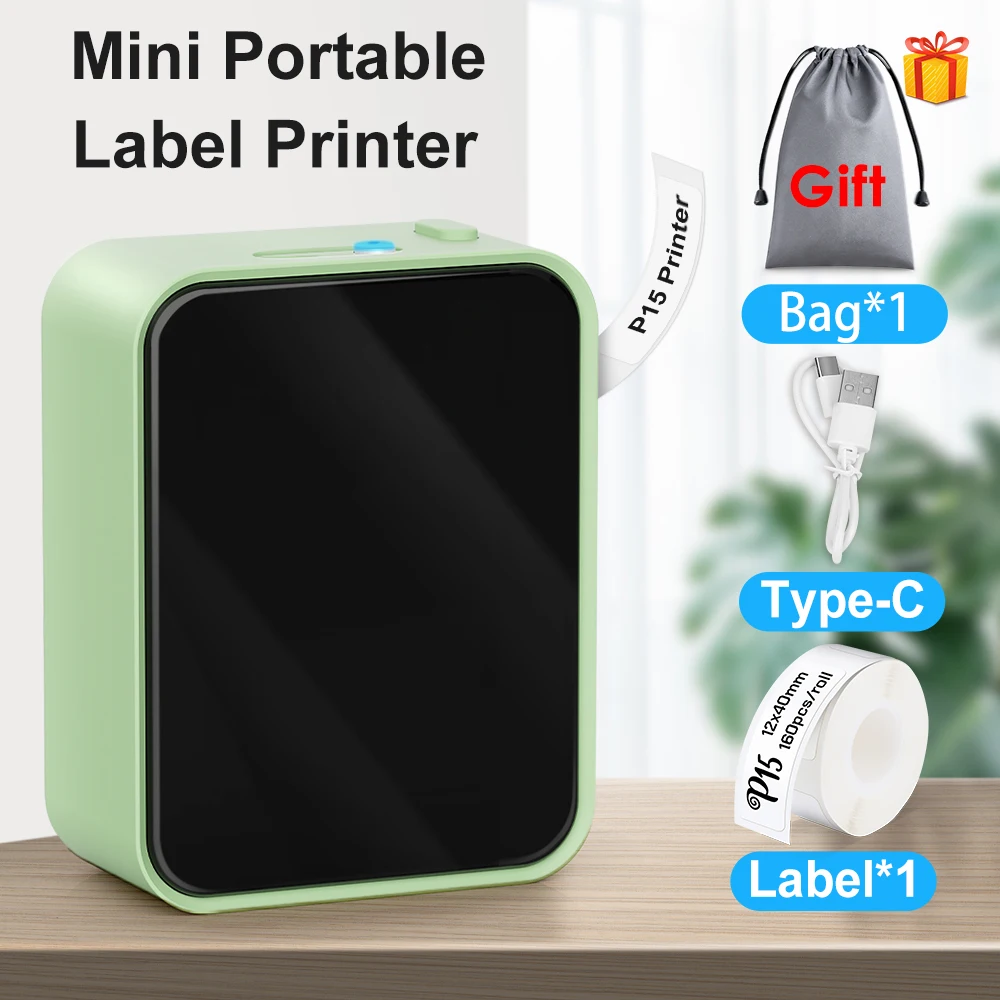 Generic P15 Mini Label Maker Portable Thermal Printer Bluetooth Inkless ...