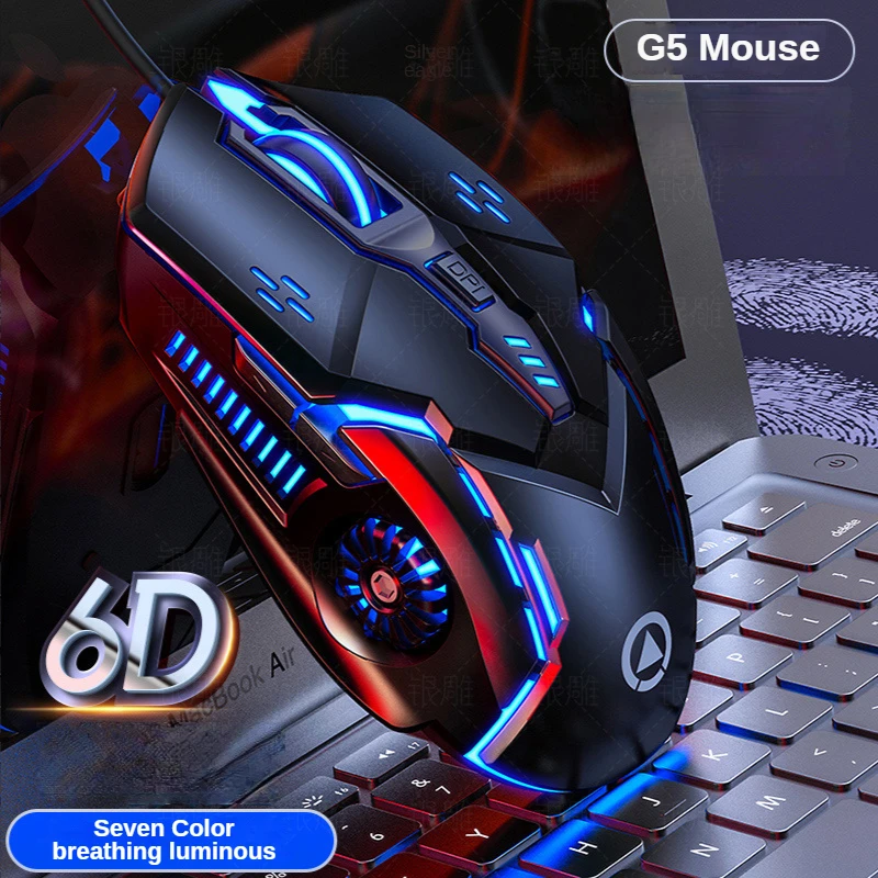 Original g5 wired mouse backlight alta sensibilidade 6 teclas macro ...