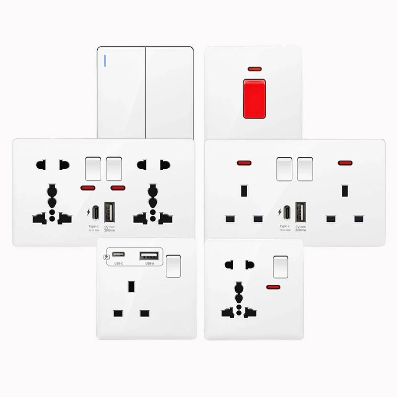 Electric wall light access 1/2/3/4 4gang1/2way Switch 13A English ...